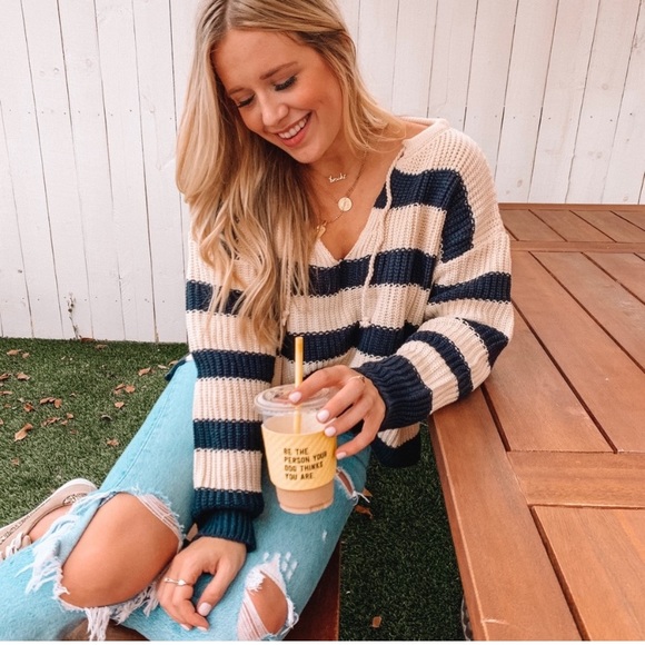 Goodnight Macaroon | Sweaters | Nwt Goodnight Cream Navy Blue Macaroon ...